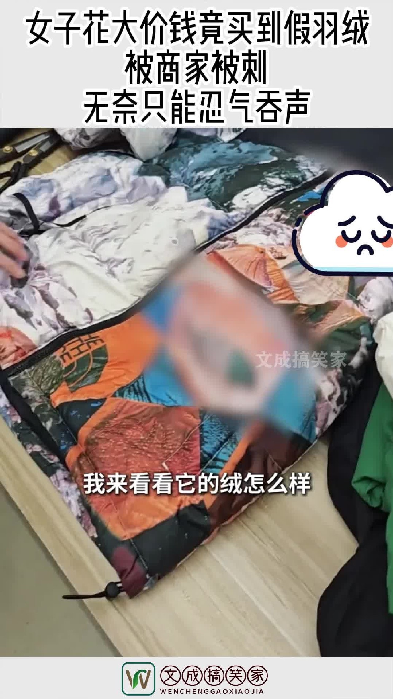 女子花大价钱竟买到假羽绒,被商家被刺,无奈只能忍气吞声!