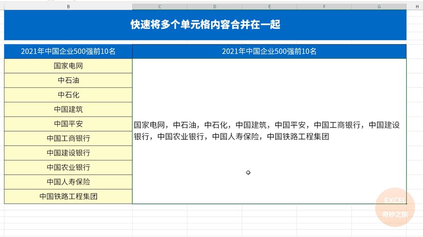 如何将Excel多个单元格内容合并在一起,一个快捷键F9就能做到