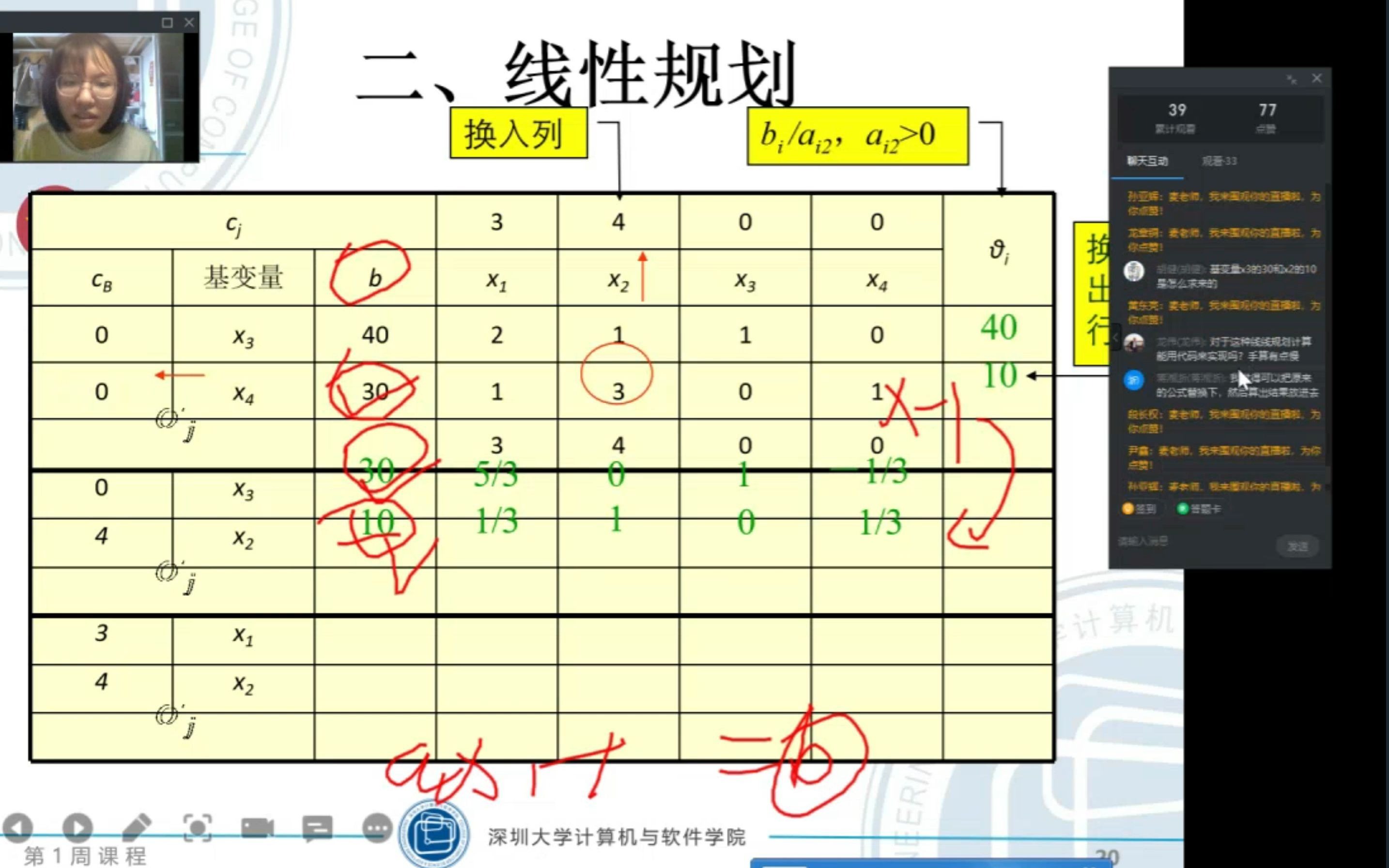 单纯形法-迭代表系数转换