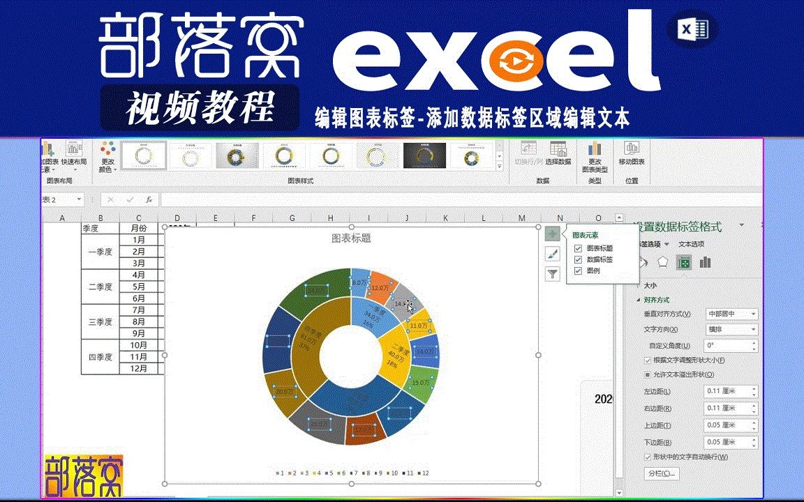 excel编辑图表标签视频:添加数据标签区域编辑文本