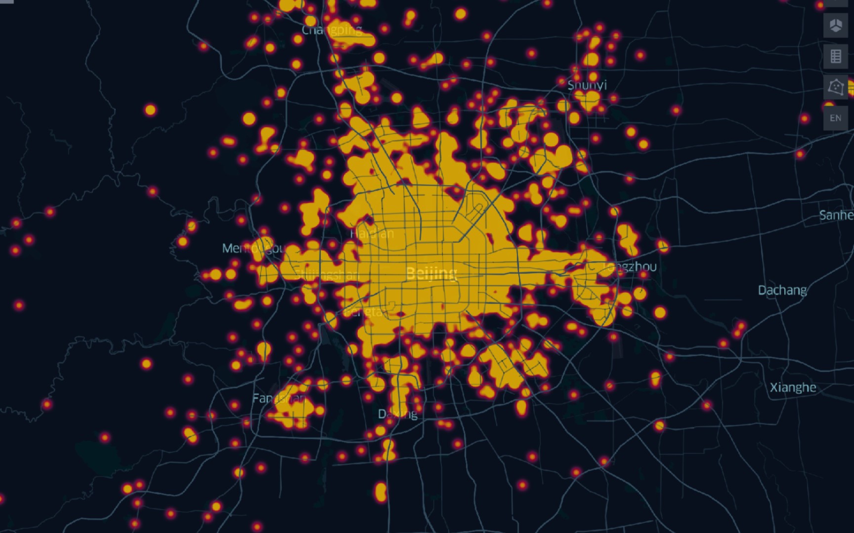 北京市微博签到点人流量变化趋势
