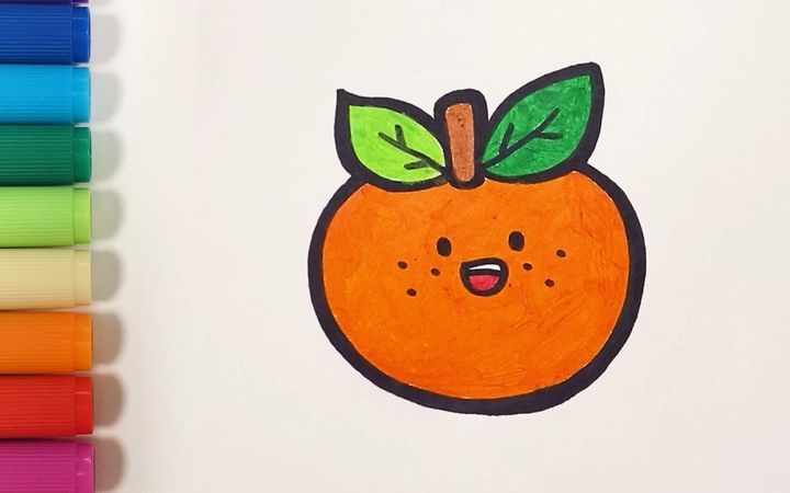 儿歌多多儿童简笔画橘子和宝宝一起画简单又可爱的水果