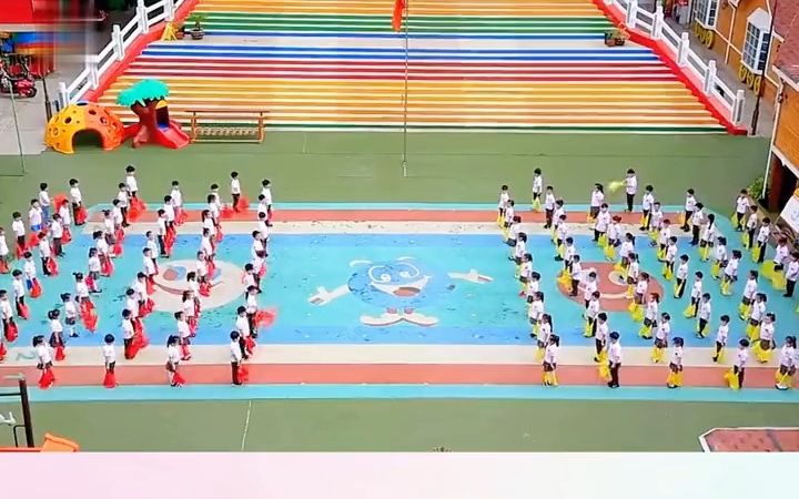 幼儿元旦开场舞,幼儿早操律动器械舞,红旗操,旗子舞。运动会开幕式...