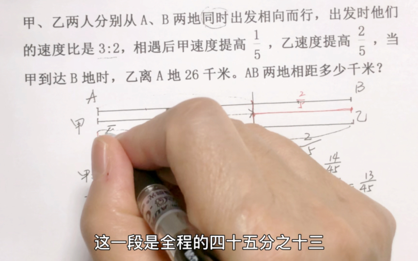 甲乙两人分别从AB两地同时出发相向而行,出发时甲乙速度比3:2,相遇...
