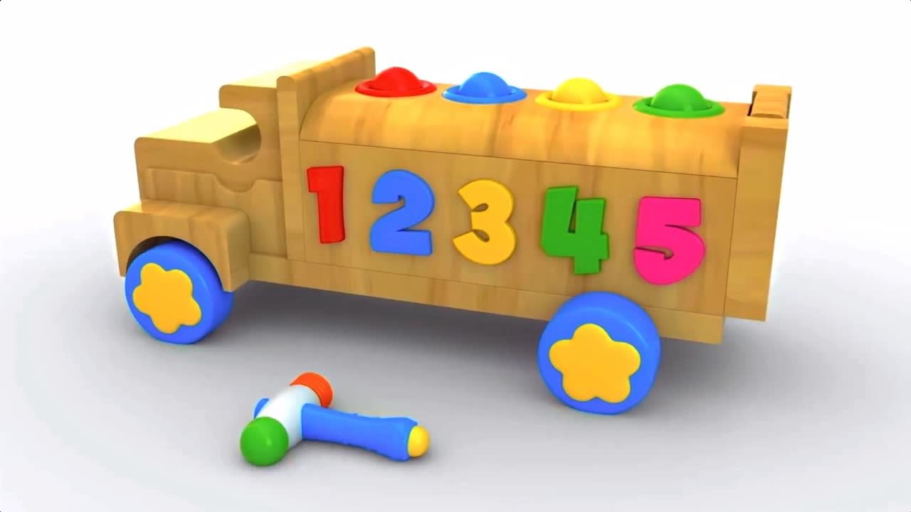 ...b>积木小汽车,认识颜色和数字,英语早教益智动画