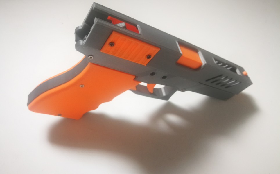 (自制展示)格洛克皮筋枪反吹四连发 