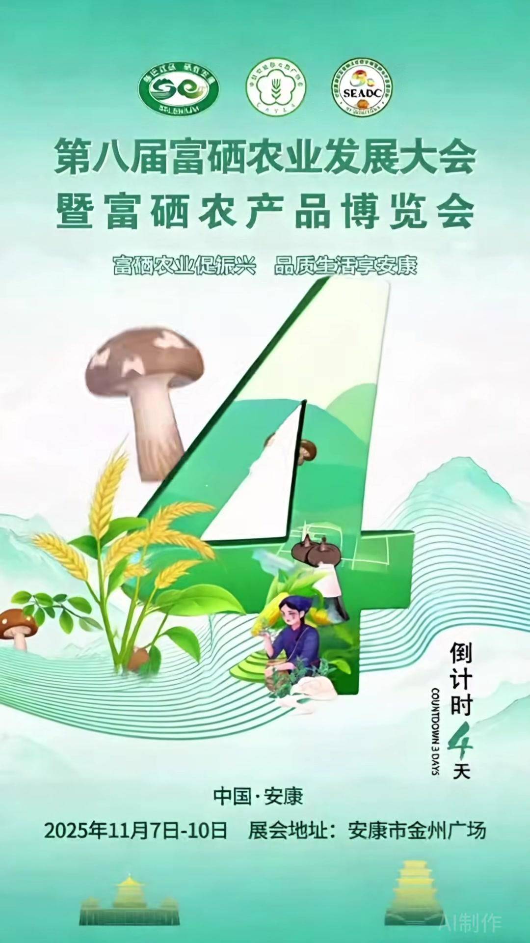 倒计时4天!距第八届富硒农业发展大会暨富硒农产品博览会还有4天!#...