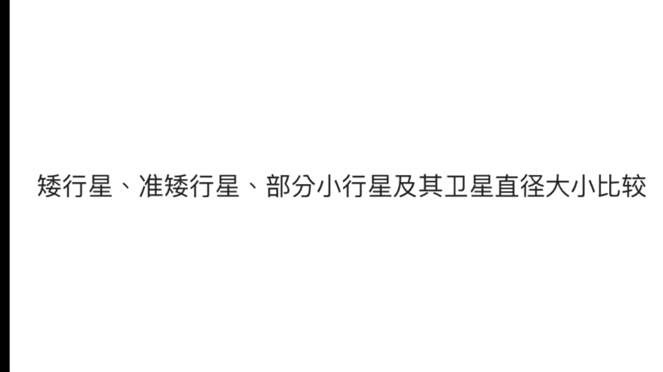 矮行星、准矮行星、部分小行星及卫星的直径大小比较