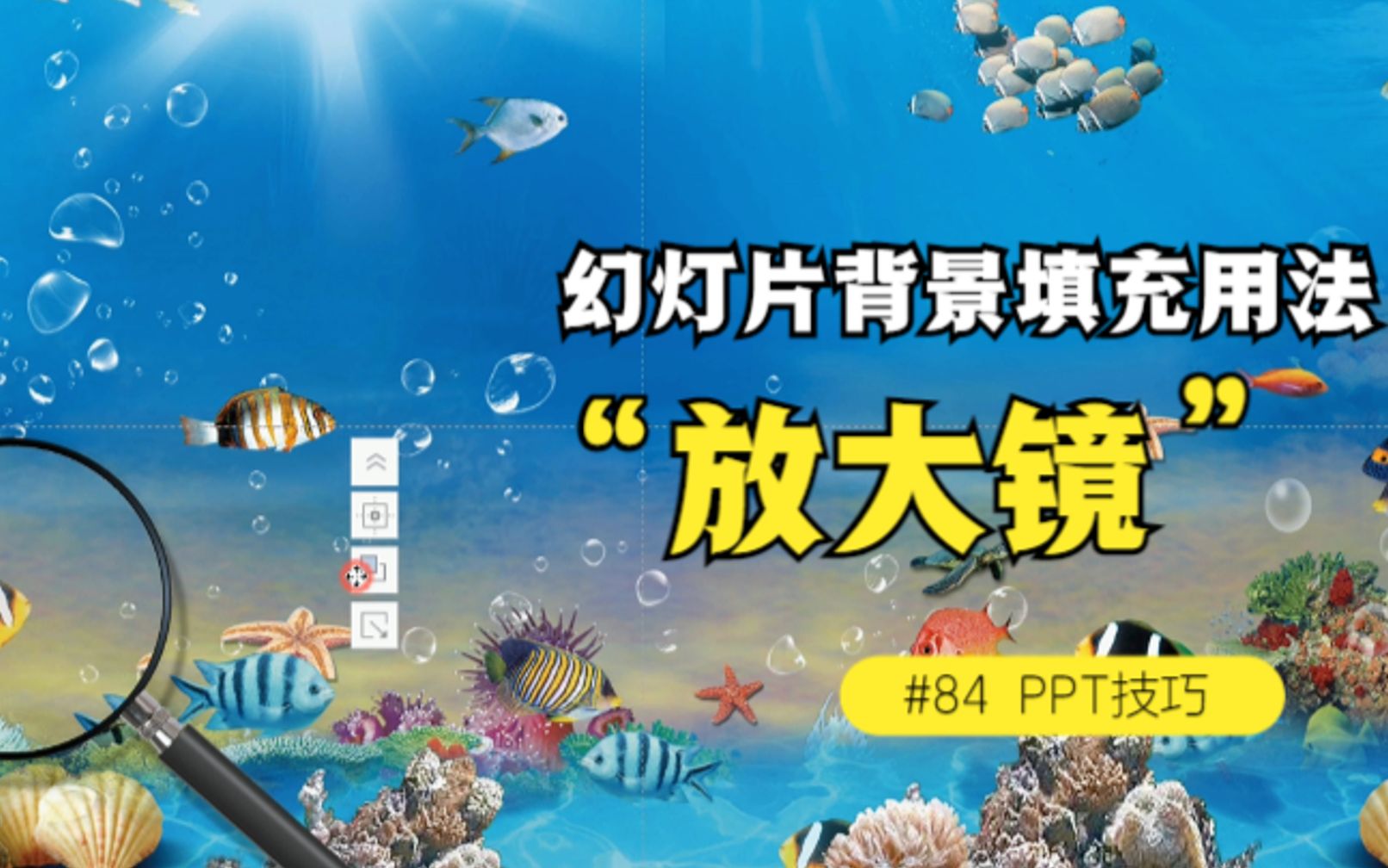 PPT中放大镜效果的使用场景,可以放大页面中的任意位置,实用。
