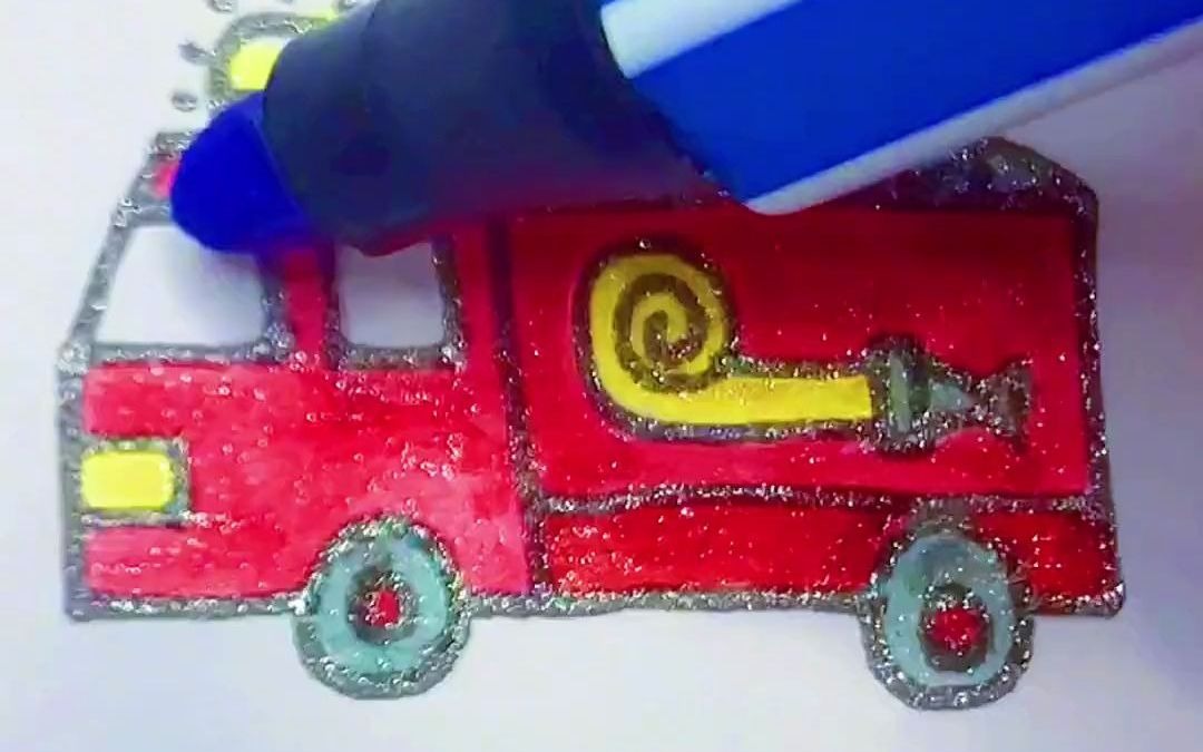 威武的消防车!#一起学画画#原创#想画就画#手绘#画画其实很简单#...