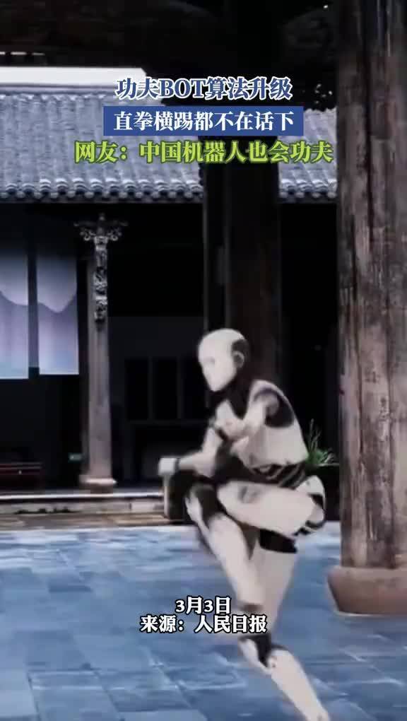 功夫B0T算法升级,直拳横踢都不在话下,中国机器人也会功夫