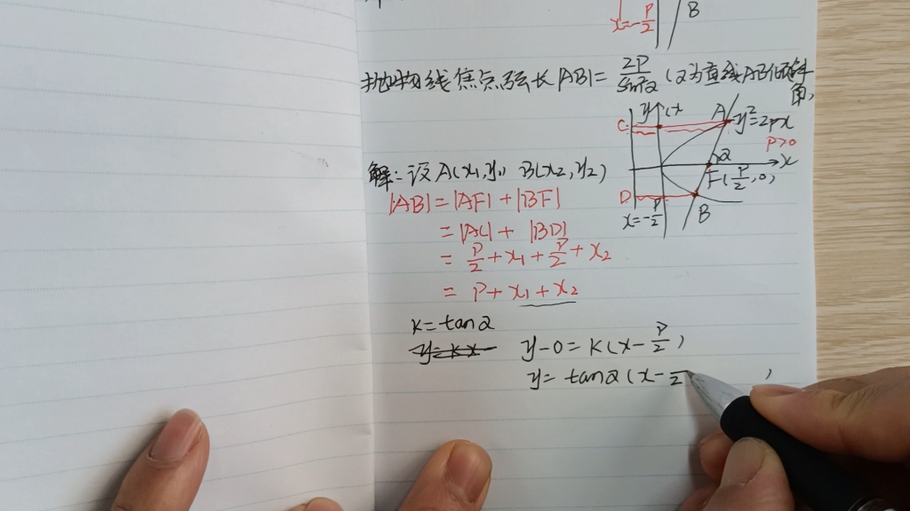 圆锥曲线:抛物线焦点弦长公式