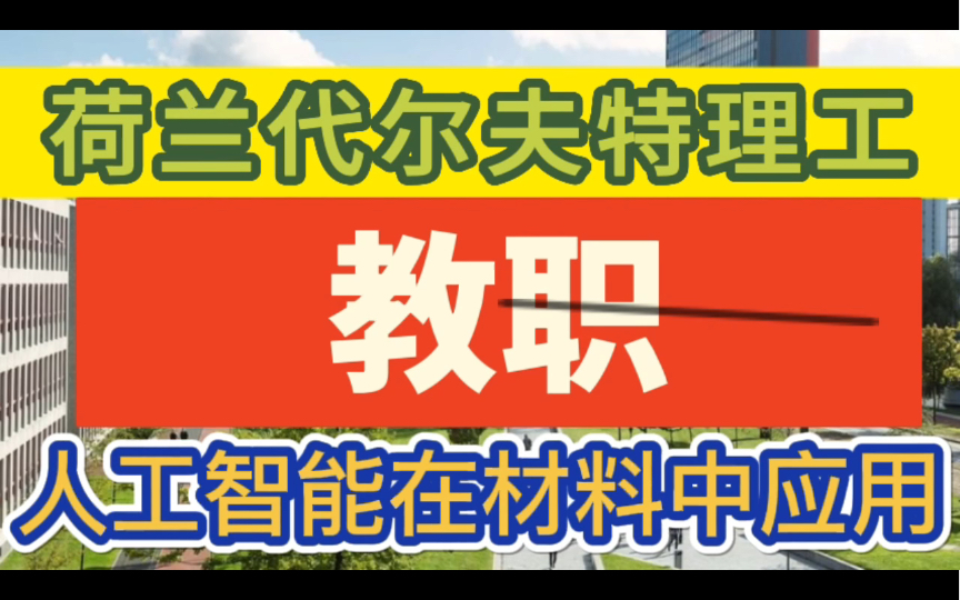 教职—荷兰—代尔夫特理工大学—人工智能在材料科学中的应用