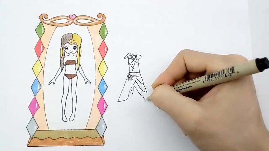 简单又好看的叶罗丽服装简笔画,可互换装的益智贴,小朋友很喜欢