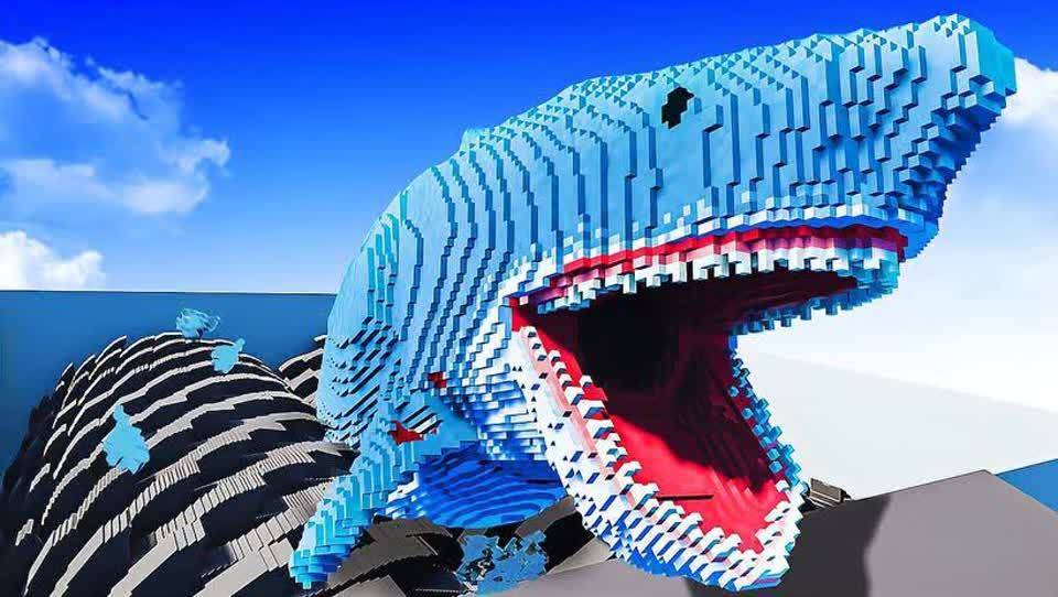 拆家模拟器:我召唤了这巨型鲨鱼,又把它消灭了!!