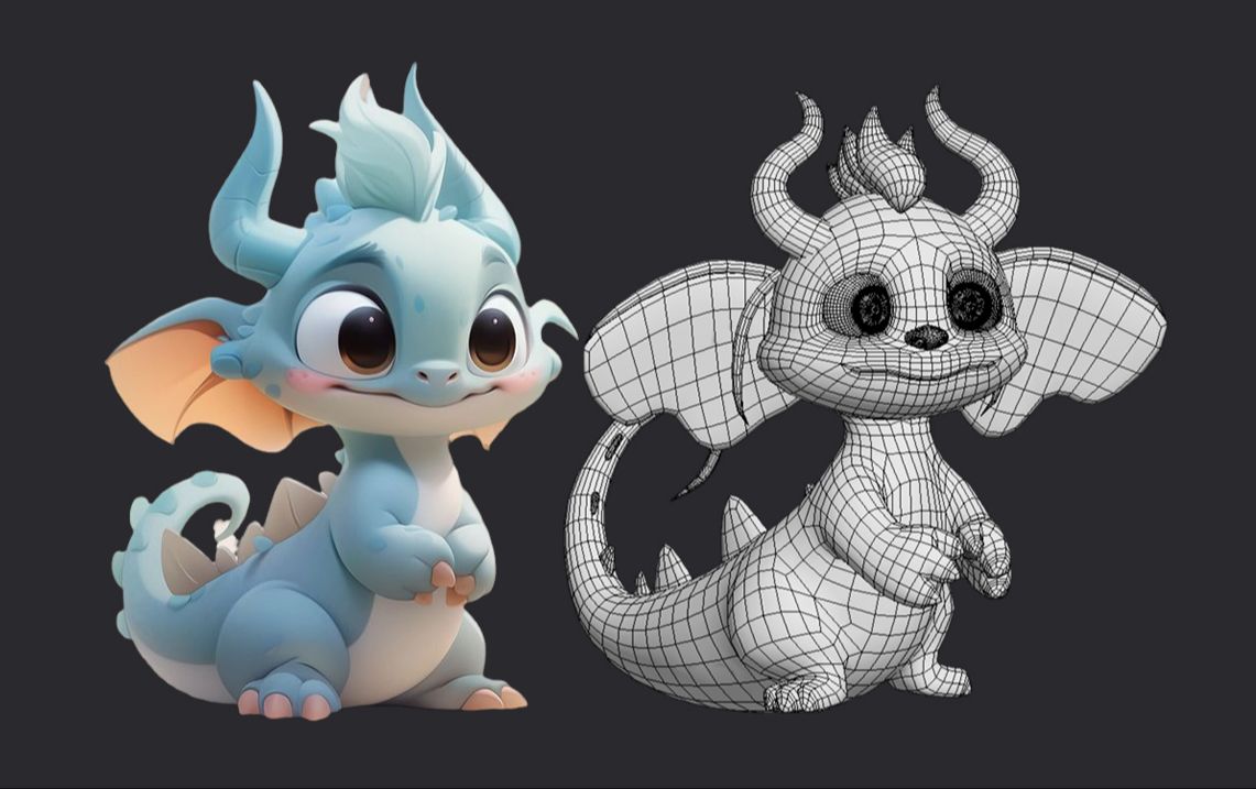 3DMAX卡通角色--萌萌的风格化小龙建模教学