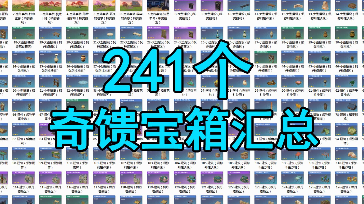 原神全部奇馈宝箱241个汇总图表(4.4版本)尘歌壶家具合集