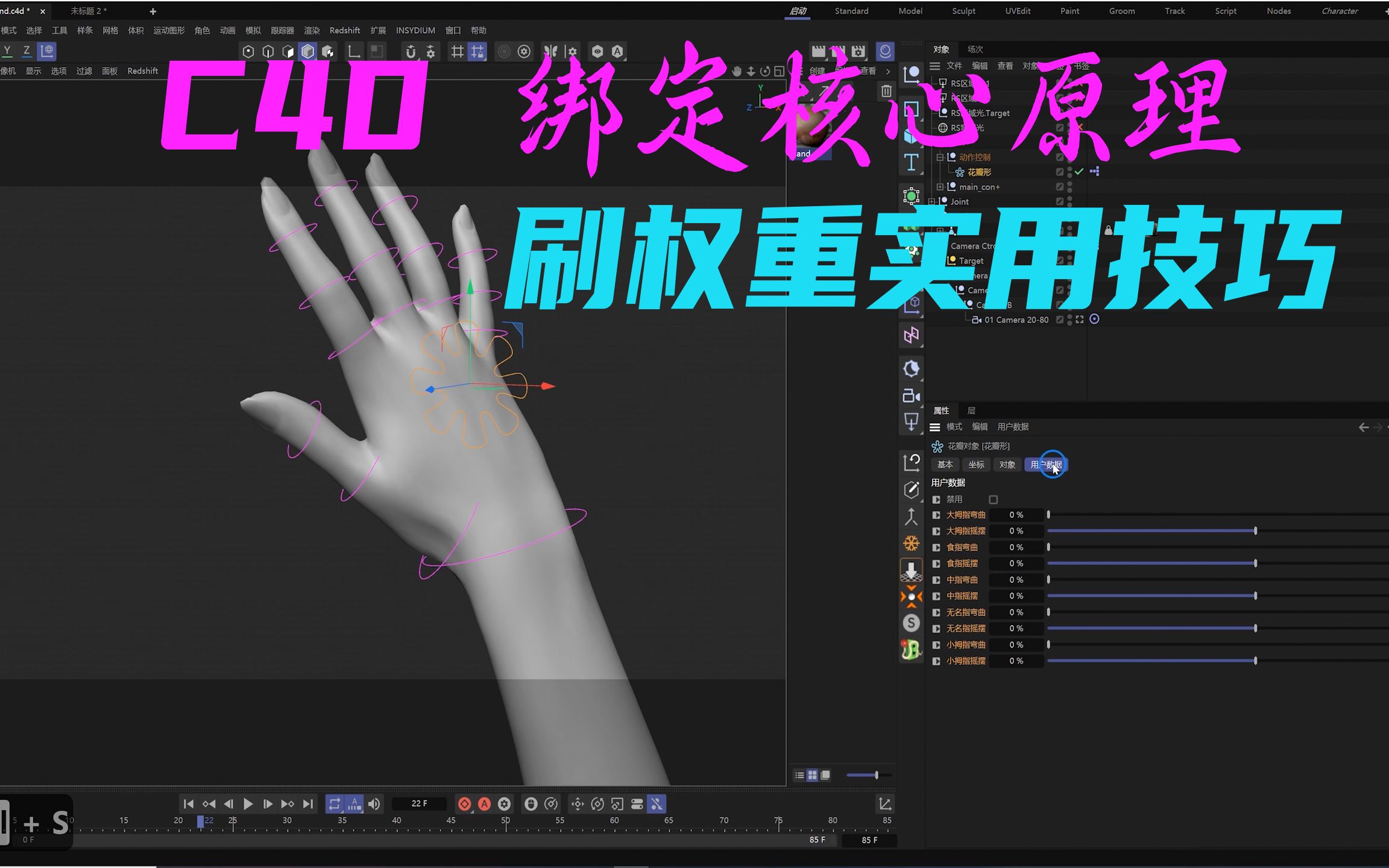 这应该是最详细的C4D绑定教程了。C4D手动绑定、刷权重技巧、建立...