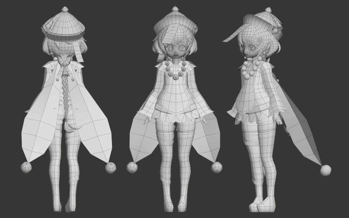 【原神角色建模】用3DMAX教你从零制作可爱七七!超萌游戏角色模型...