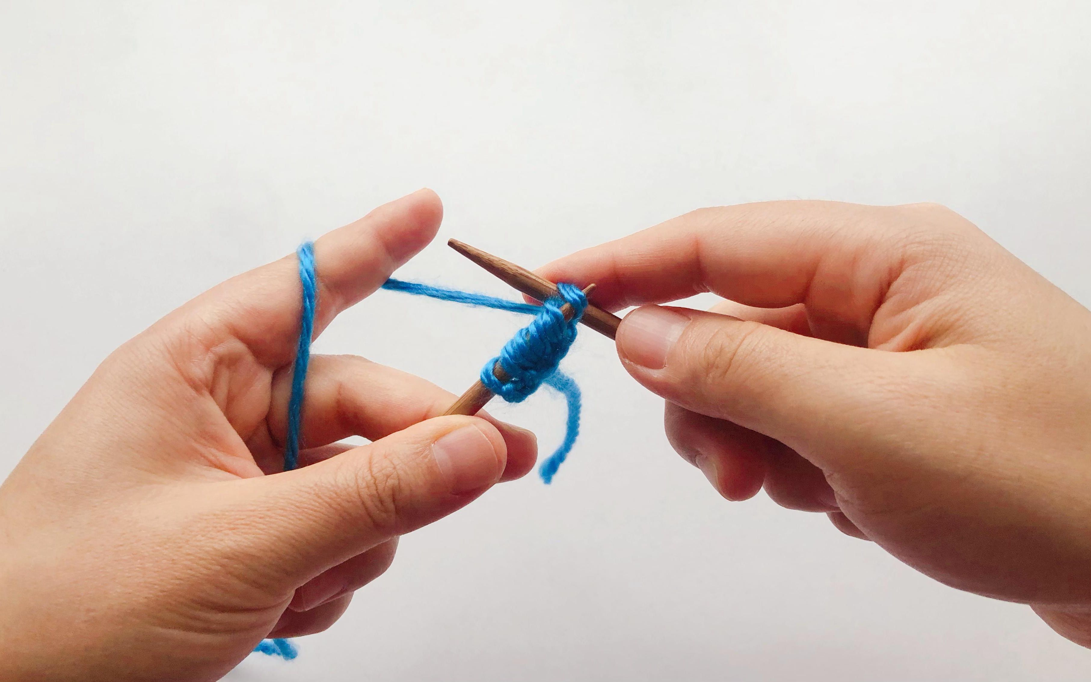 0基础自学棒针编织入门教程,(左手)带线边织边起针,适合新手