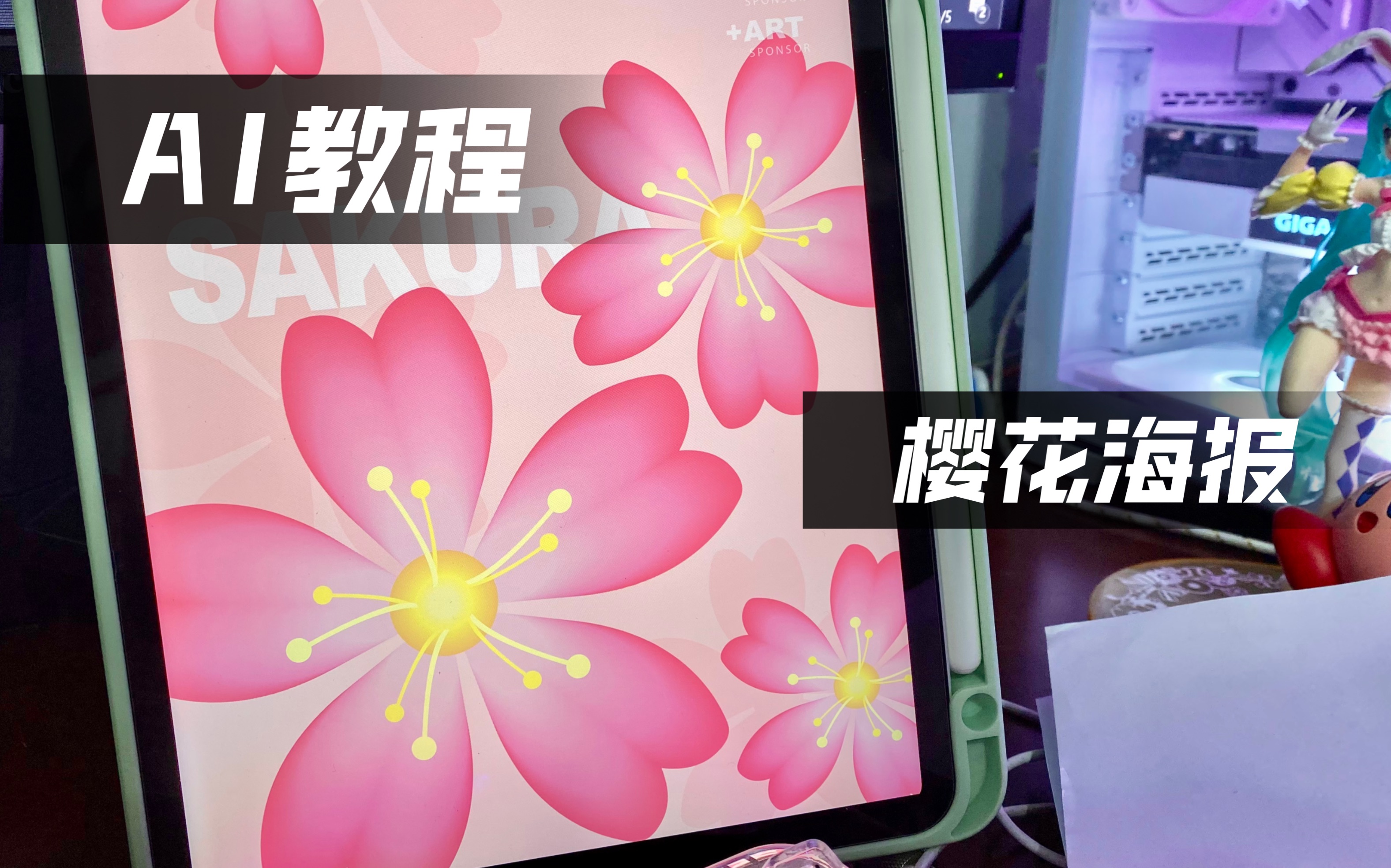 【AI教程】还在徒手画樱花嘛?30s教会你矢量樱花海报