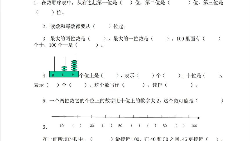 一年级数学:《100以内数的认识》填空题易出错,听老师怎么讲?