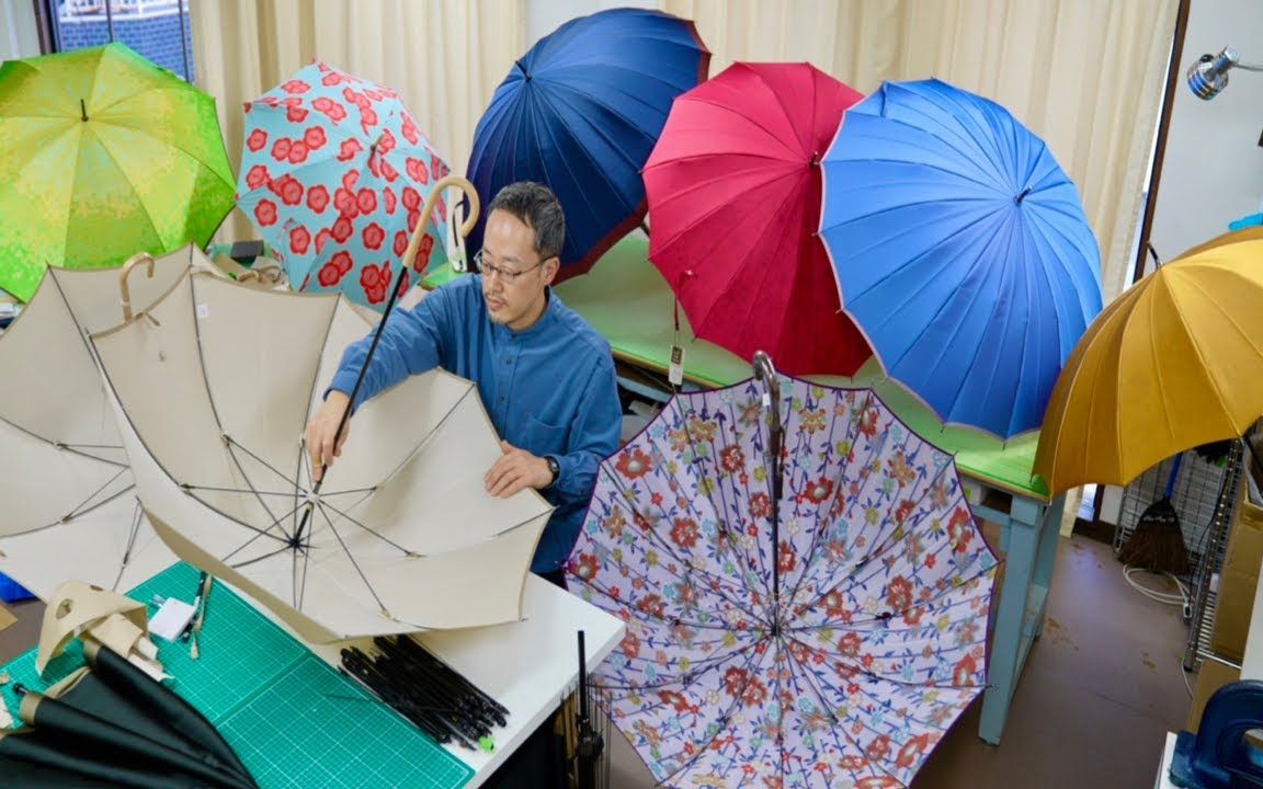 制作手工雨伞的过程,惊人的日本伞工匠