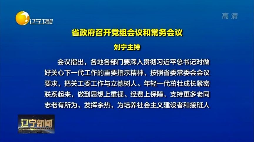 辽宁省政府召开党组会议和常务会议,刘宁主持