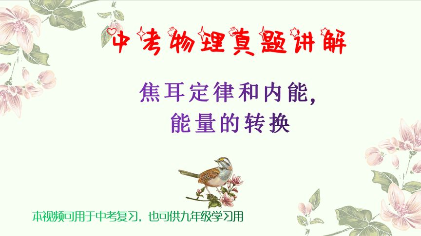 中考物理真题讲解,焦耳定律和内能,能量的转换