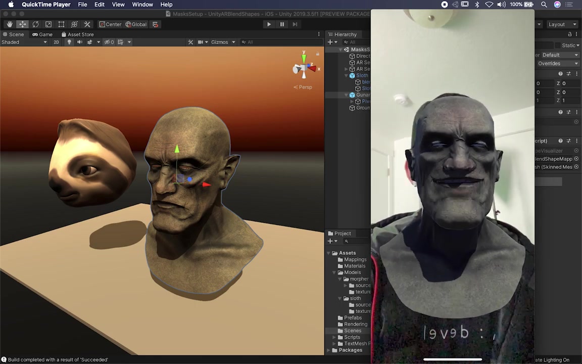 Unity3d AR - 如何用ARKit Blendshapes将3D模型映射到现实中