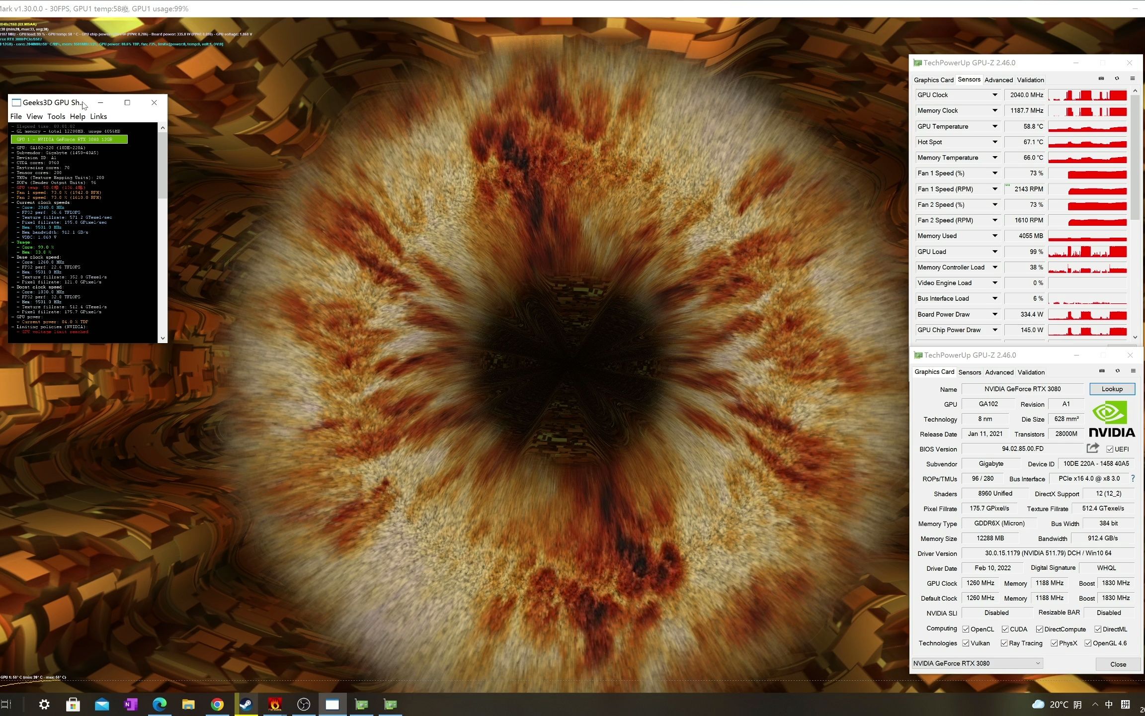 RTX3080 12G版本 甜甜圈4k烤鸡