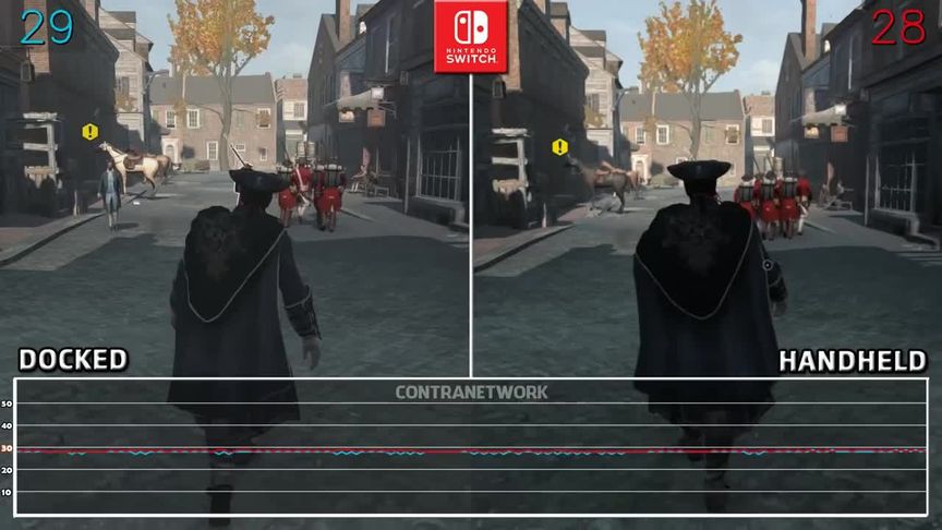 刺客信条3重制版Switch版底座掌机模式对比