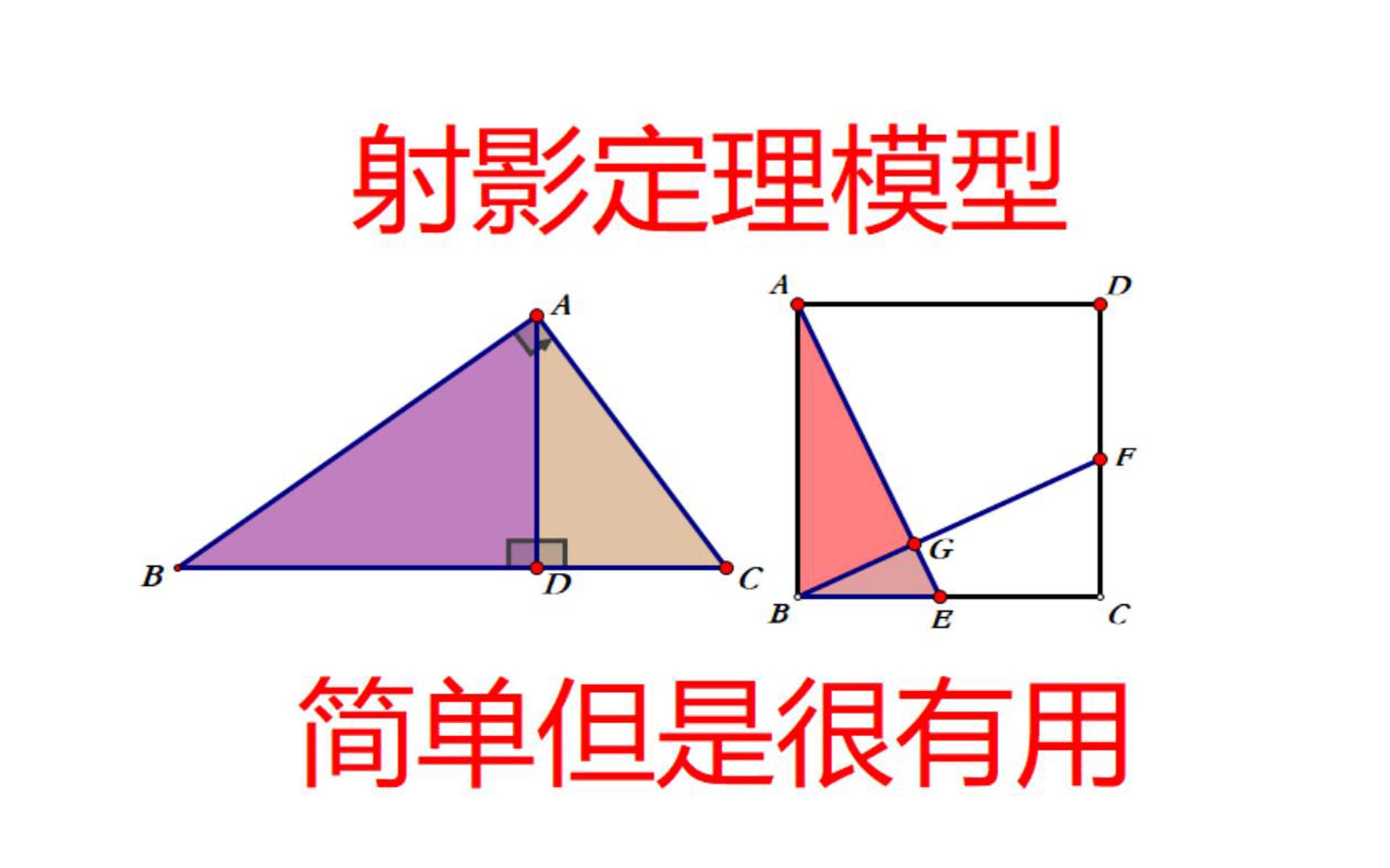 相似三角形经典模型之射影定理,超级有用的相似模型,可以与矩形,正...