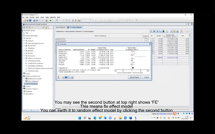如何使用RevMan添加Hazard Ratio以及进行meta-analysis