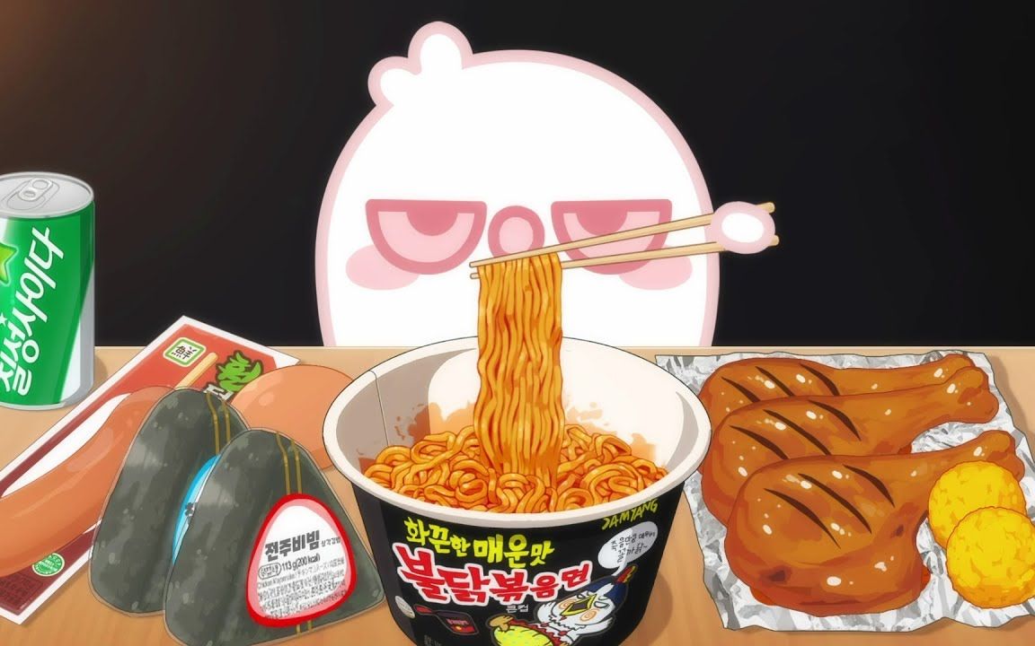 Fooni美食动画:沉浸式大口吃火鸡面+牙买加鸡腿