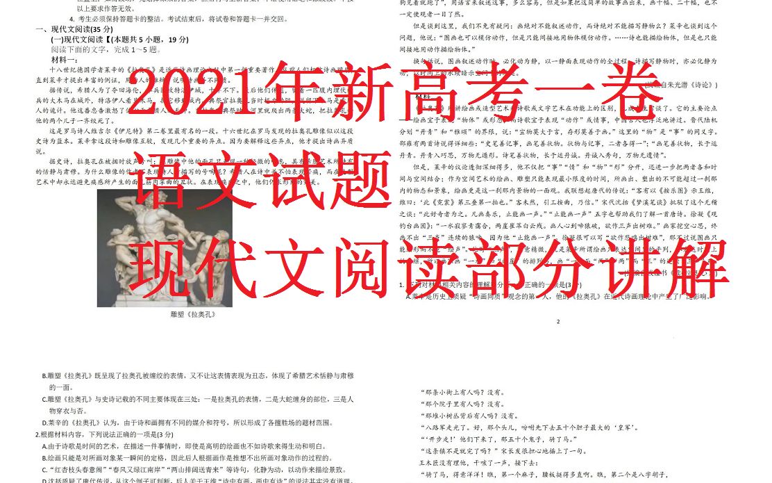 【2021年新高考一卷语文试题】准高三学生讲解现代文阅读部分