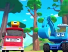 消防车,挖掘机,直升机,救援队紧急出动宝宝巴士动画片