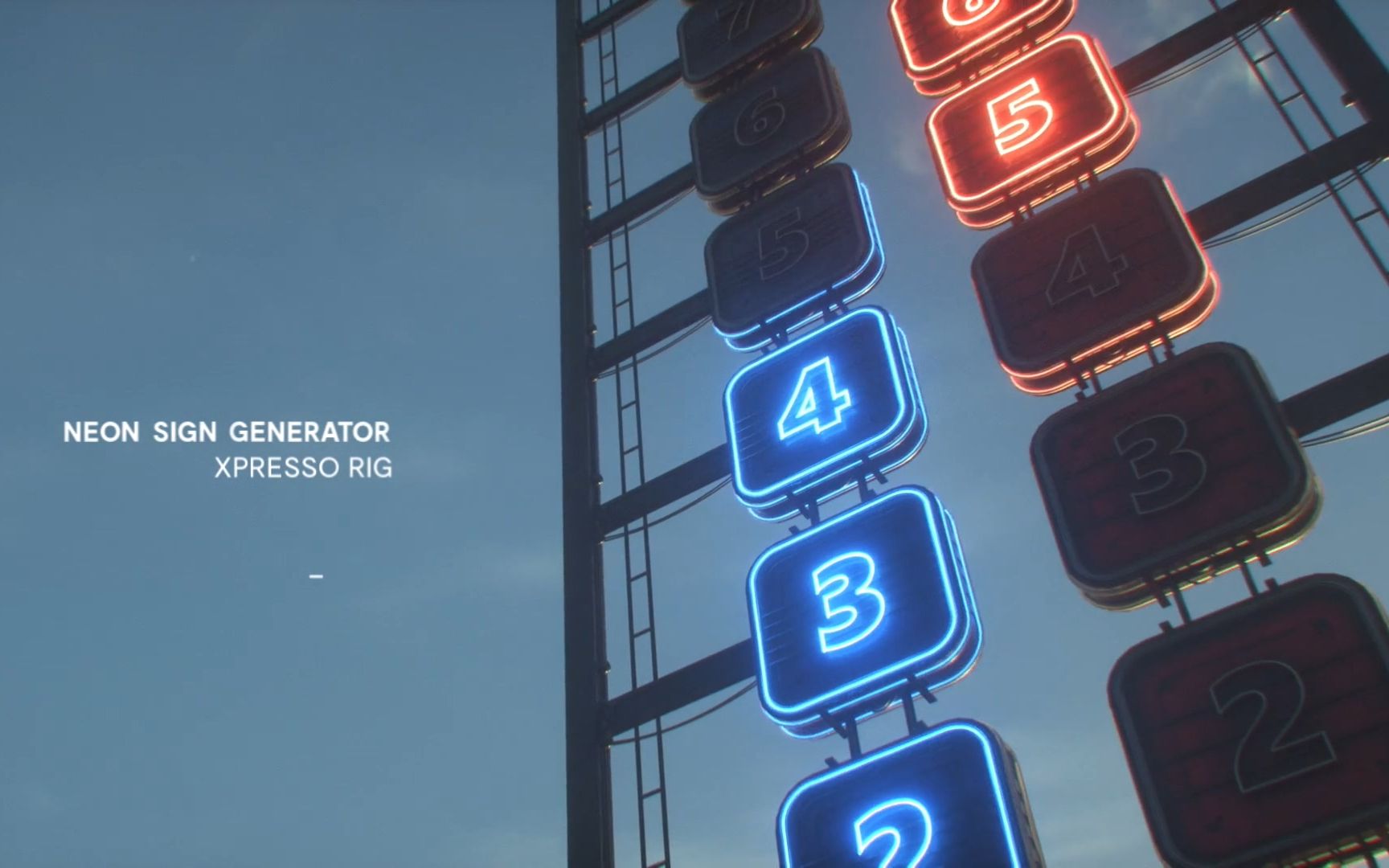 C4D霓虹灯广告牌文字标志绑定预设Neon Sign Generator Xpresso Rig ...