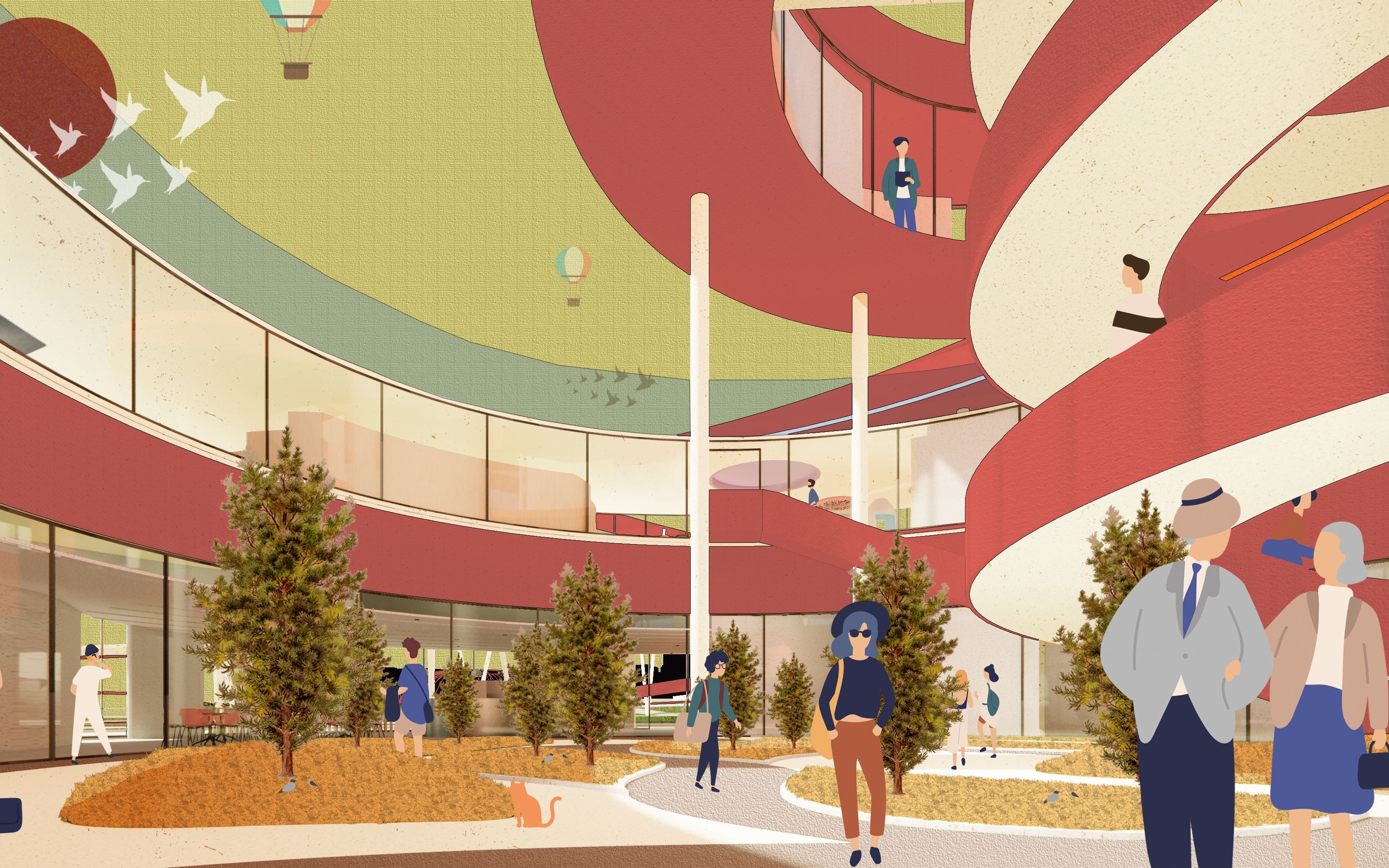 插画风·滨水景观空间毕业设计·大四优秀作品集