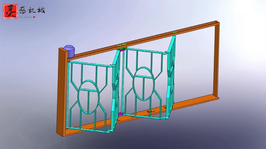 现实中看到过这种大门没?1个电机4块折叠收缩门的结构!
