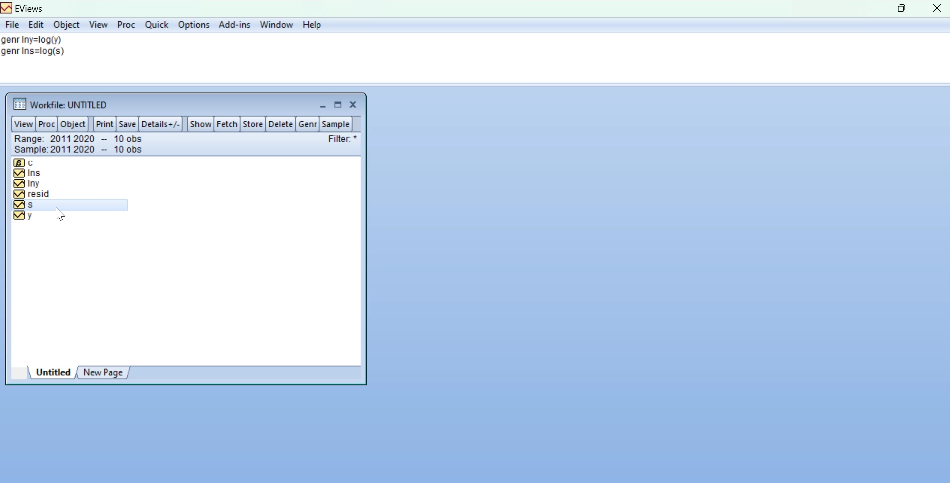 2 eviews一元线性回归时间序列数据平稳性检验(ADF检验)