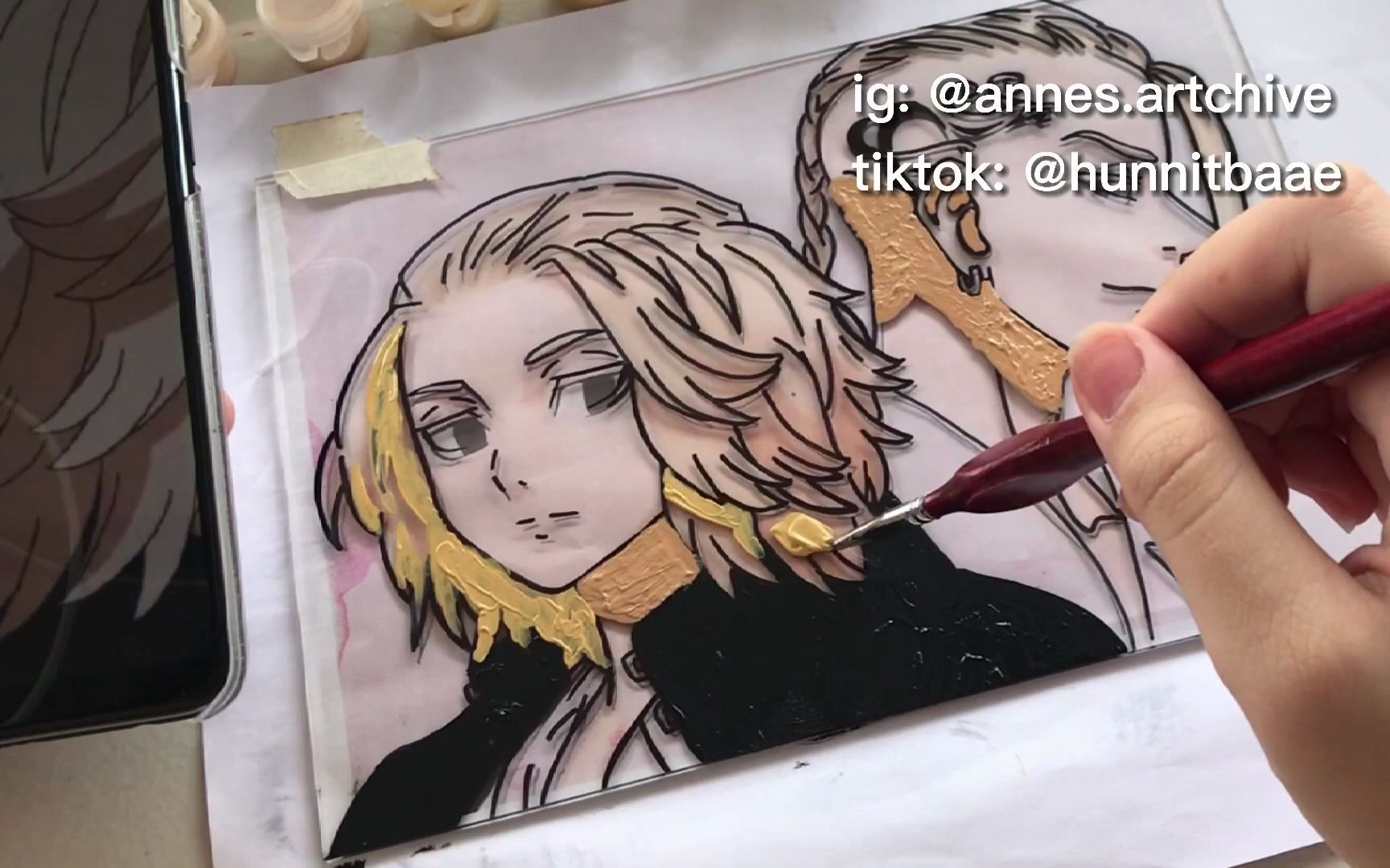 东京复仇者龙与Mikey玻璃绘画