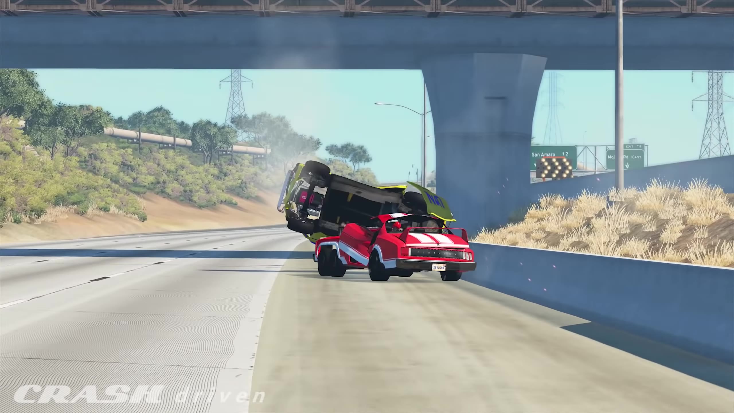 BeamNG模拟汽车卡车警车碰撞