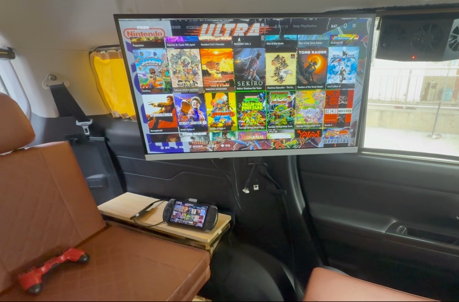 自改床车内升级32寸显示器,使用GPD win4游玩童年PS2经典老游戏