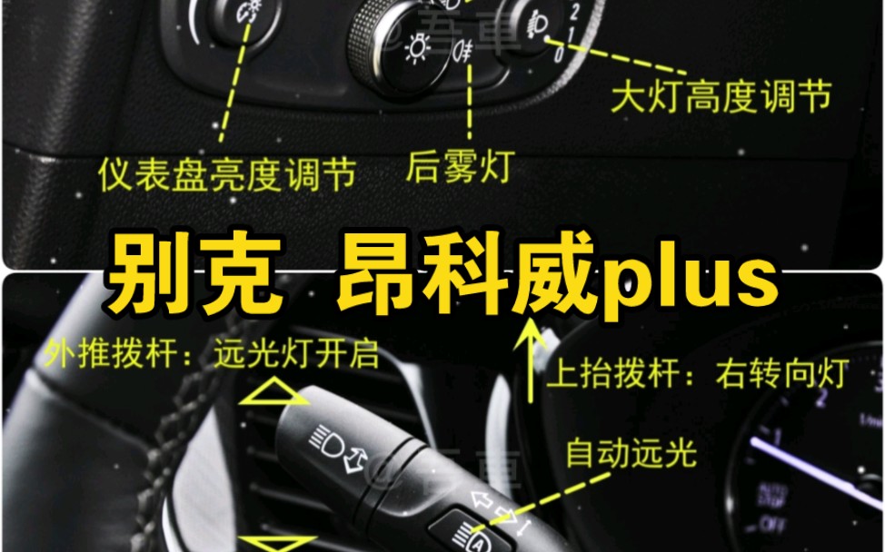 别克 昂科威plus 车内开关按键功能图解说明书。