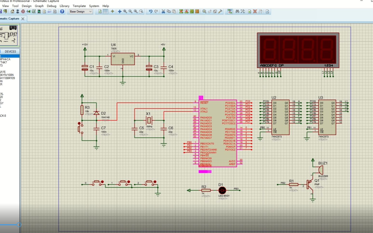 【爱智智能】avr的atm16的proteus仿真以及DXP的电路原理图