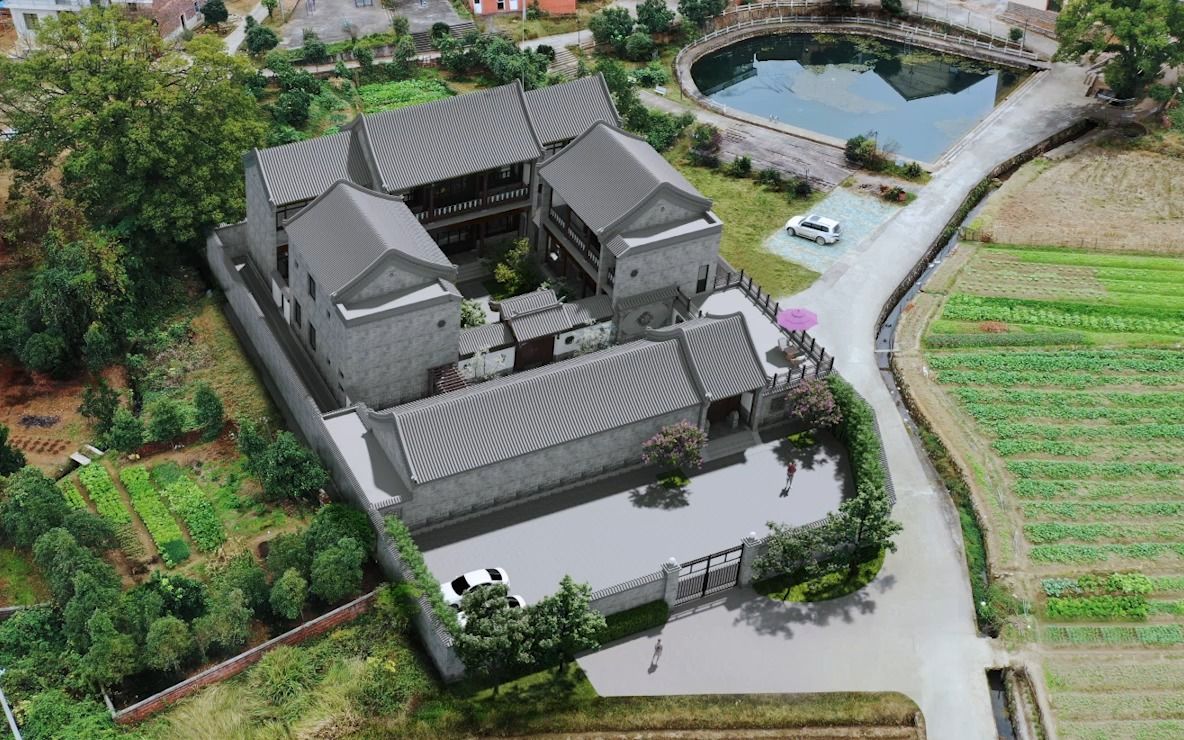 农村自建二进四合院,32米×38米,项目案例欣赏。