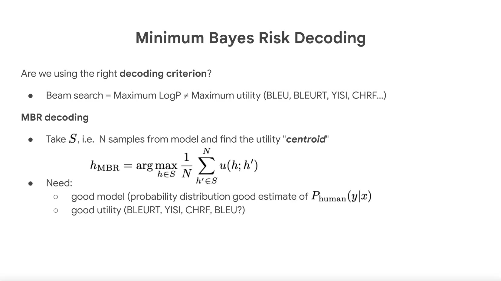 高质量而非高模型概率:基于神经度量的最小贝叶斯风险解码