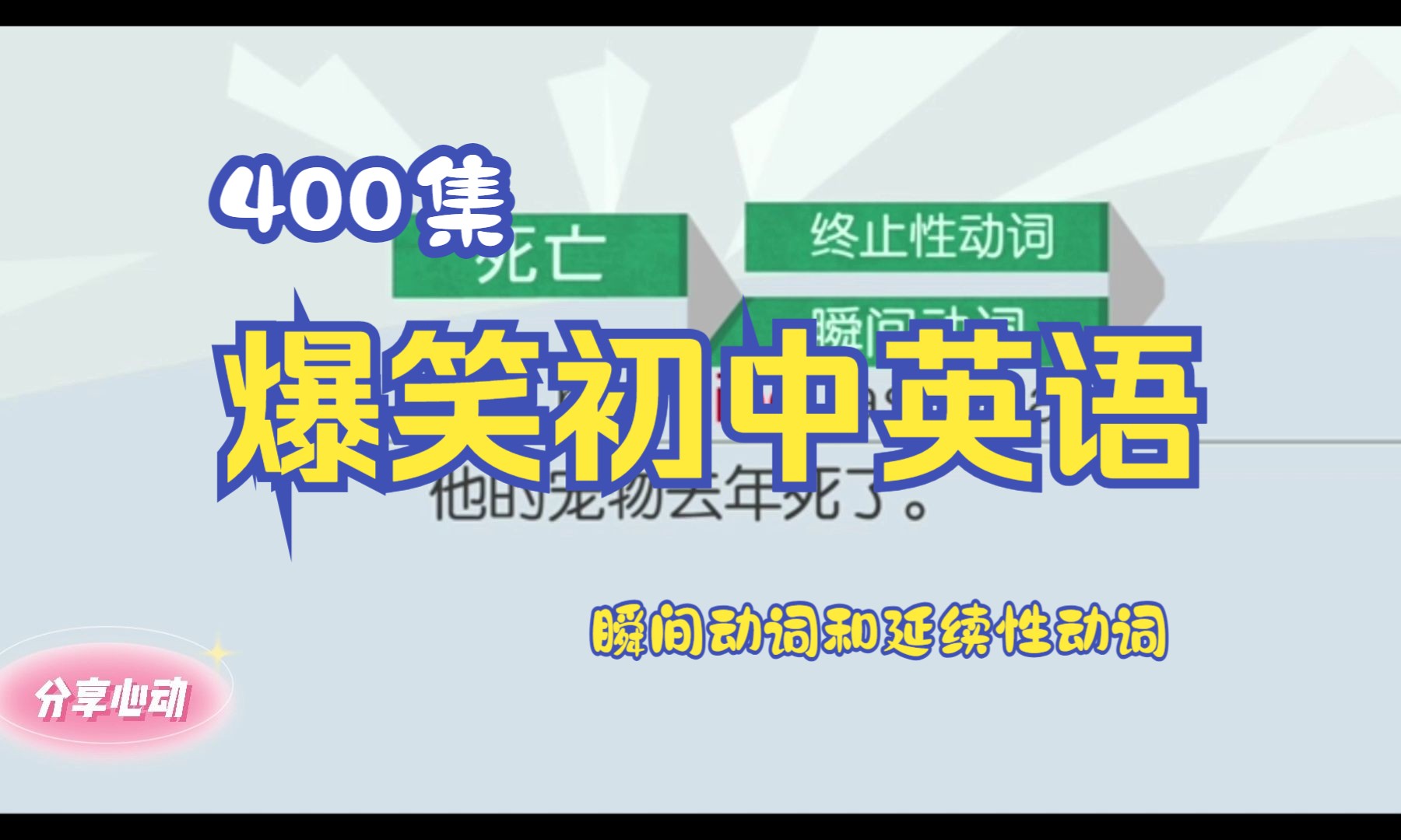 ...集 爆笑初中英语语法动画 初中英语简单学 《瞬间动词和延续性动词》