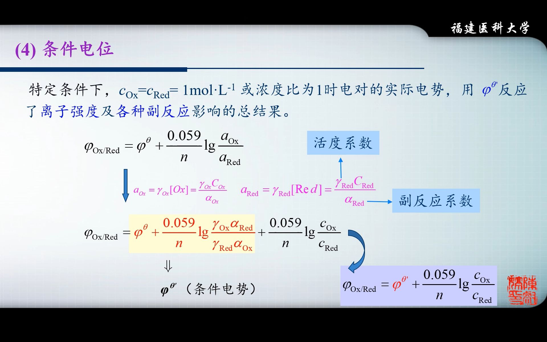 【分析化学】06-氧化还原滴定法-2(条件电位及其影响因素)
